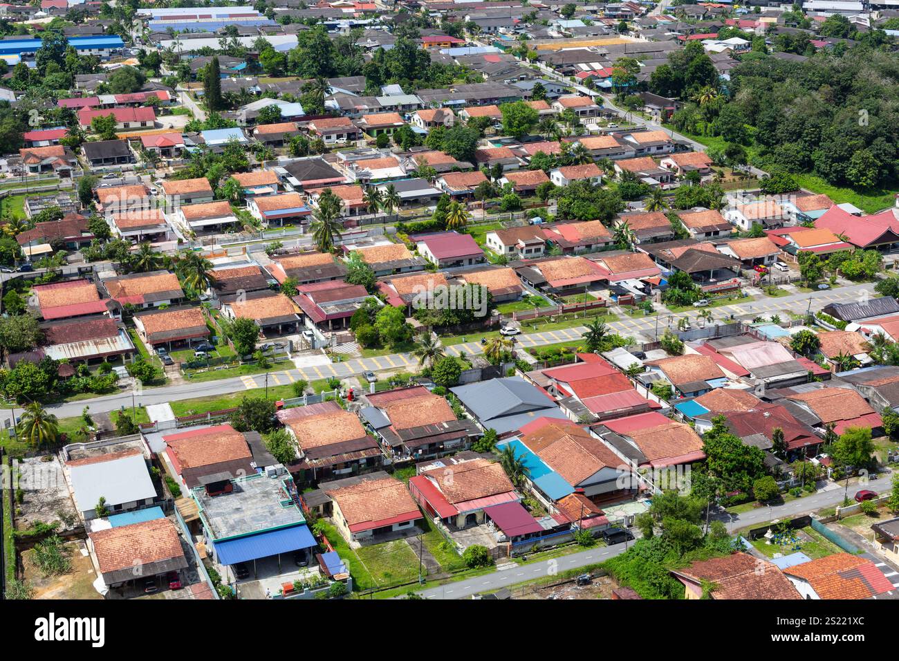 Aerial view of low rise private property for the muslim community at ...