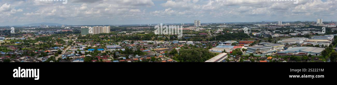 Panoramic skyline landscape aerial view of Tebrau district development ...