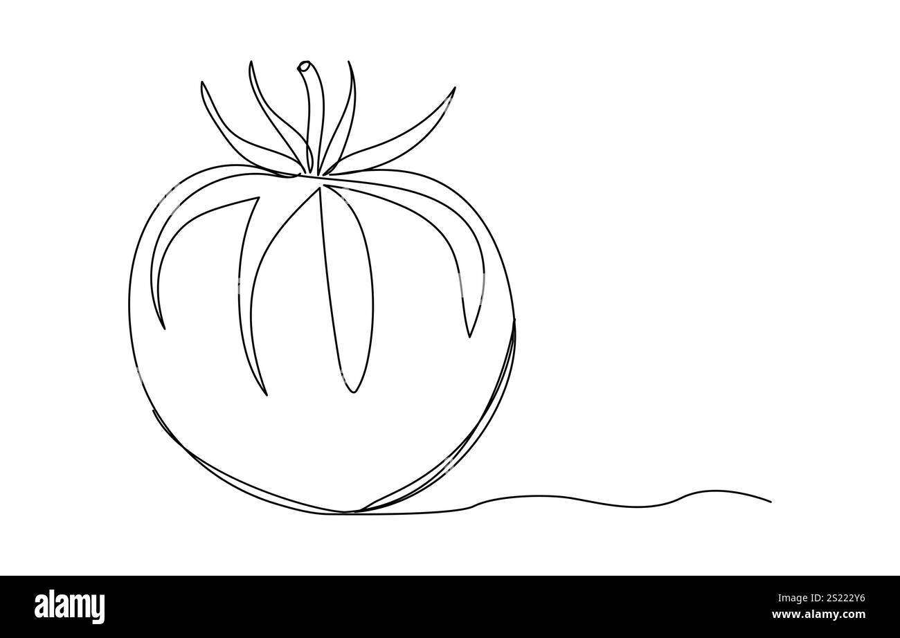 Continuous one line tomato for grocery store printing on posters and ...