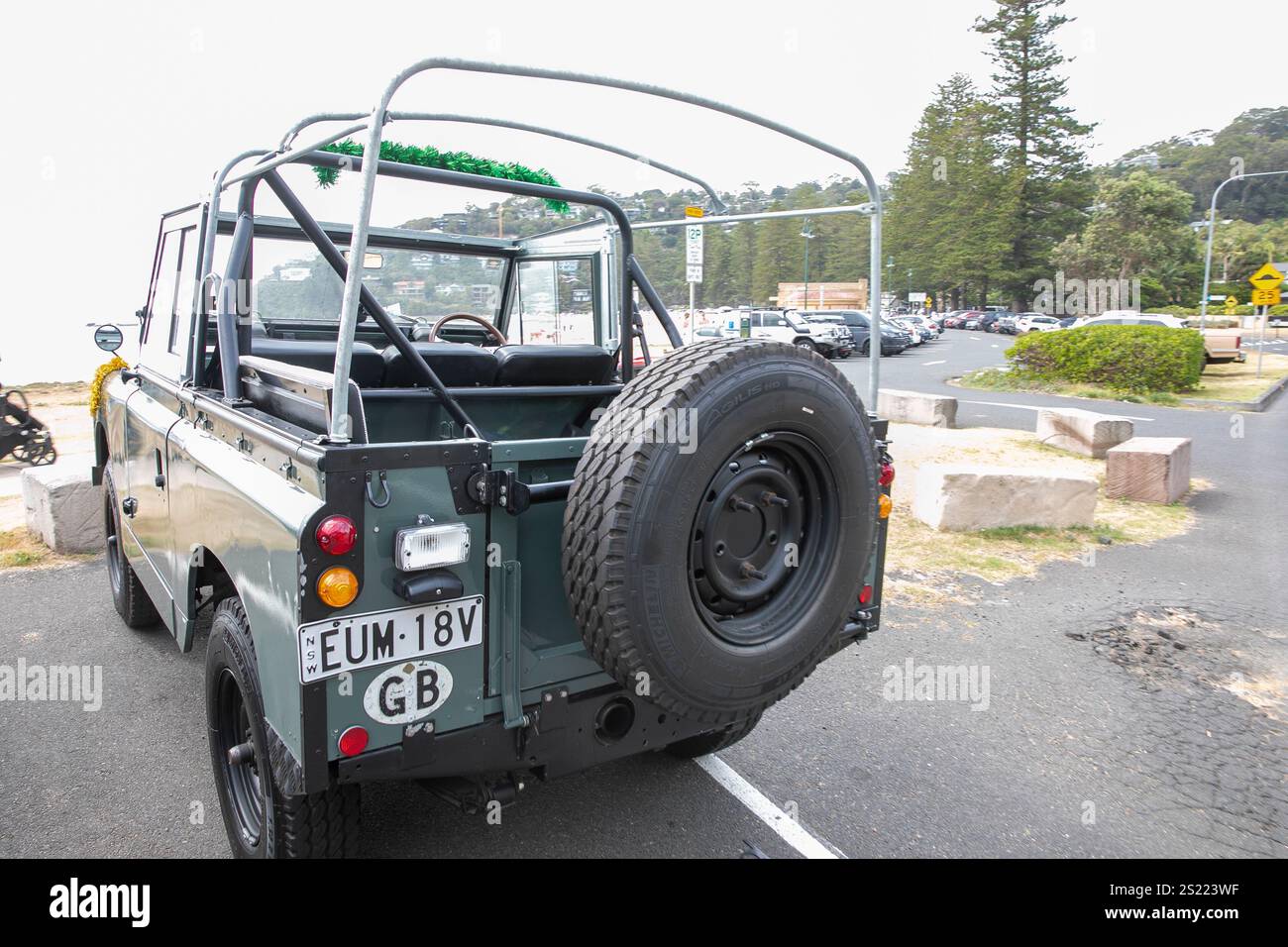 1966 model Land Rover series 2 with christmas tinsel on the vehicle ...