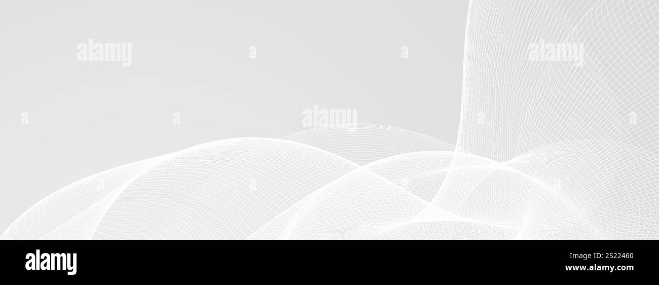 Abstract grey wavy line background. Silver flowing wave pattern ...