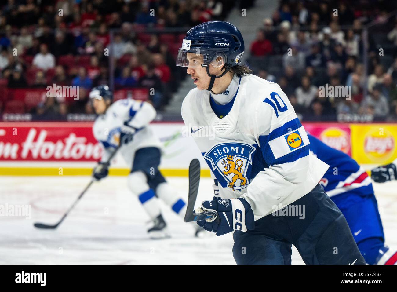 Emil Pieniemi of, Finland. , . during the 2025 IIHF World Junior ...