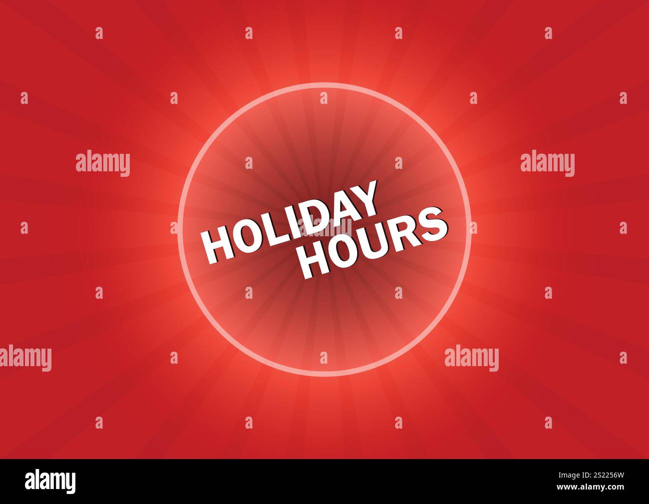 Holiday Hours red background with sunburst. Vector Illustration design ...