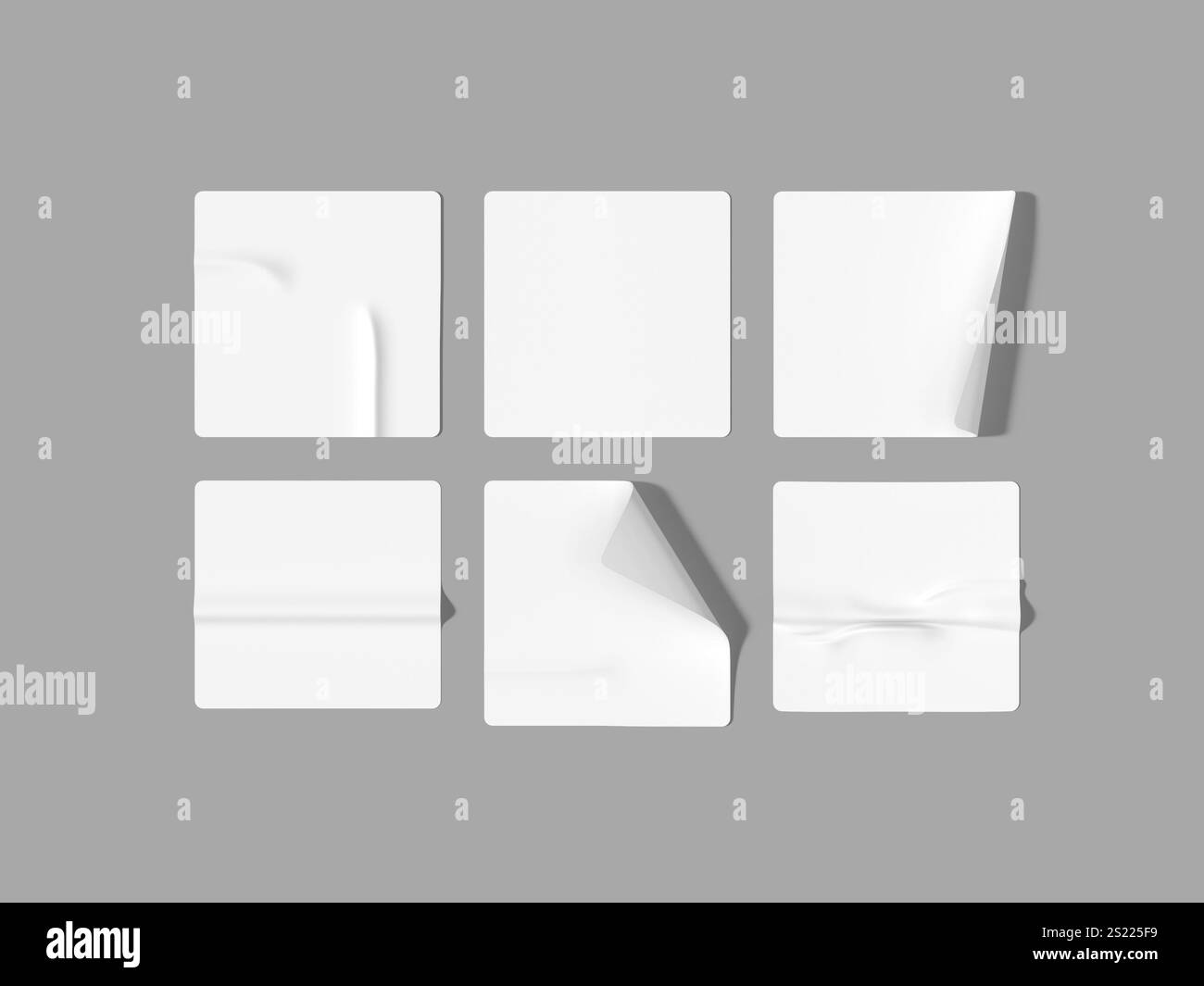 White Blank Six Sticker Mockup on Gray Background Stock Photo - Alamy