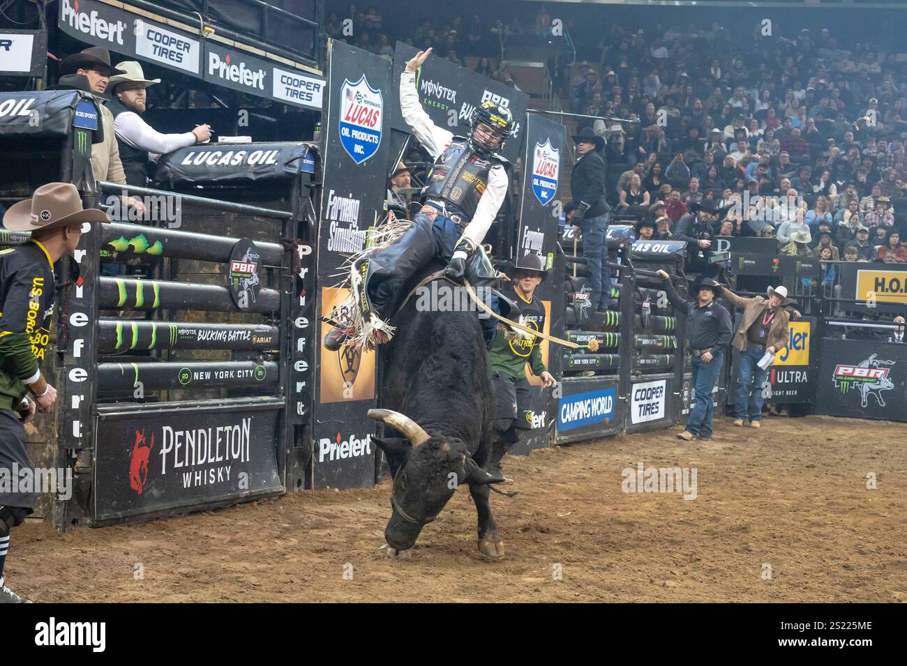 NEW YORK, NEW YORK - JANUARY 05: Koltin Hevalow rides Sonny B during third round of the ...