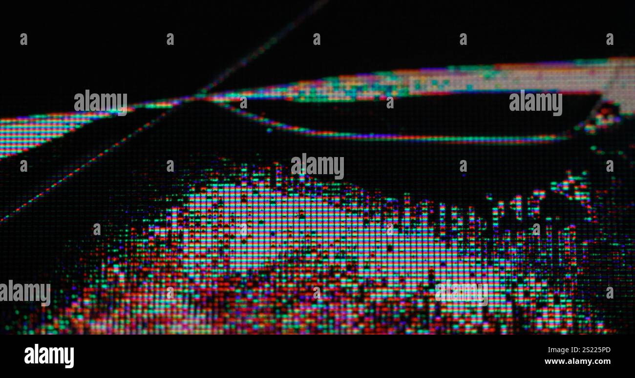 Grunge matrix. Digital glitch. Deformed mesh pixel structure with ...