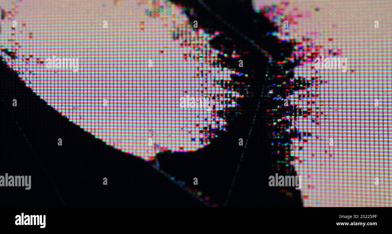 Analog static. Damaged display. Broken glass screen grunge pixels ...