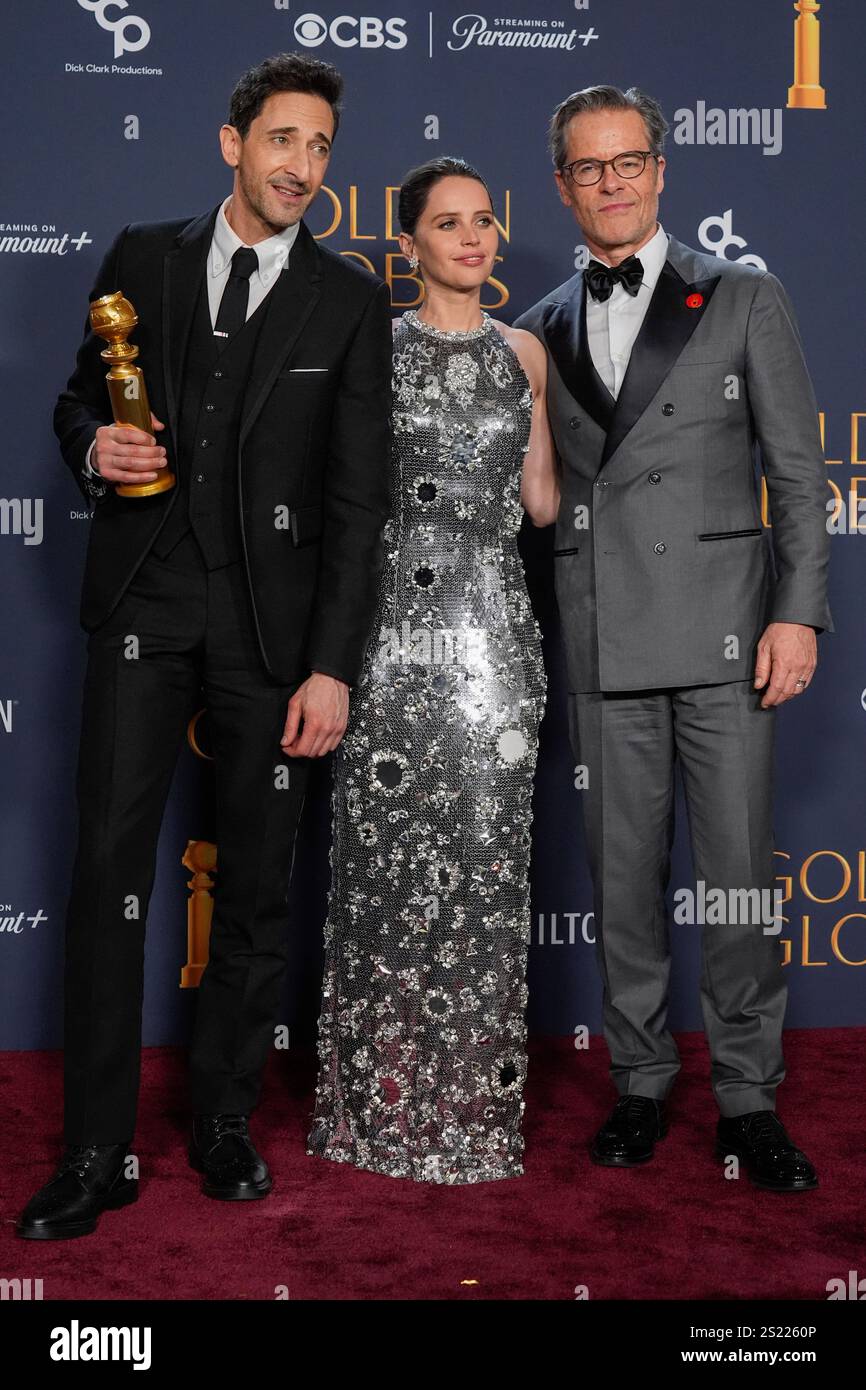 Adrien Brody, winner of the award for best performance by a male actor in a motion picture drama ...