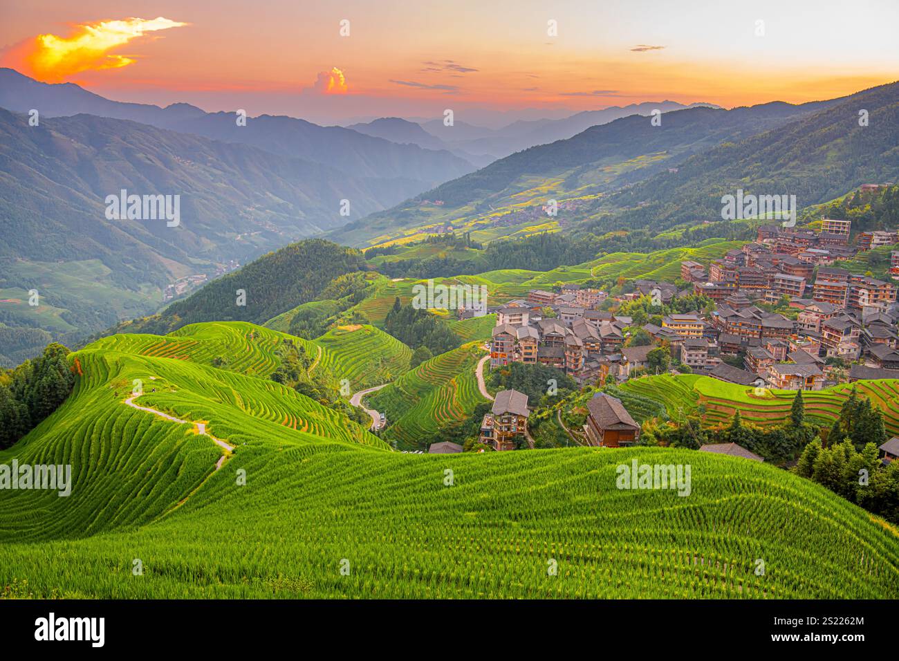 The longji rice terrace viewed from the viewpoint number 2 thousand ...