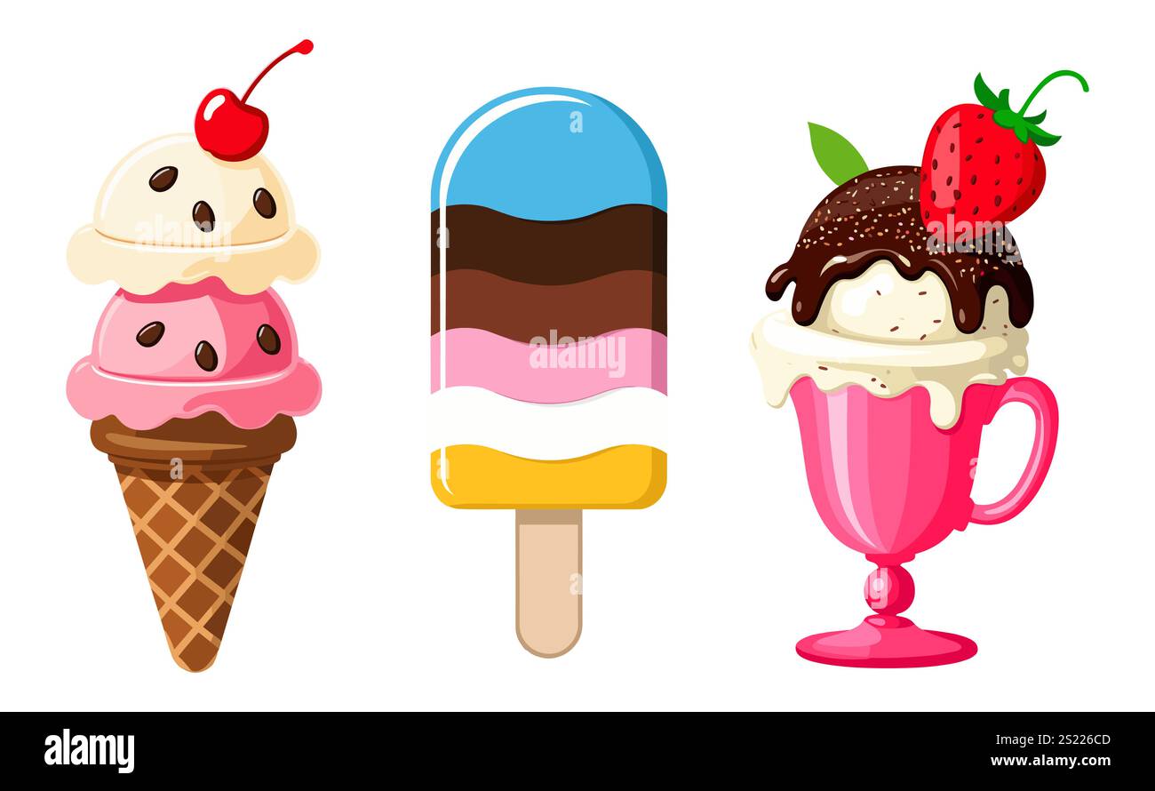 Set of different ice creams vector isolated Stock Vector Image & Art ...