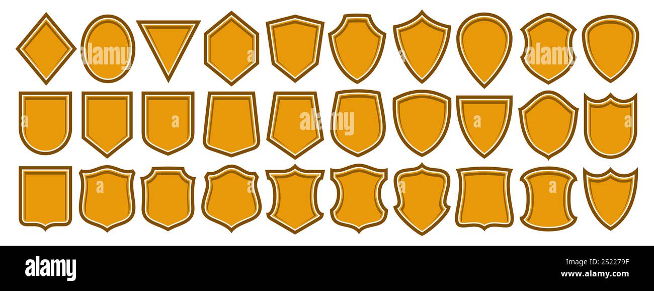 Vector Shield Icon Set, collection of 30 illustrations various old ...