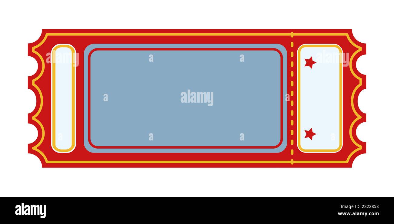 Colorful Circus Ticket Graphic. Red and yellow rectangular retro ticket ...