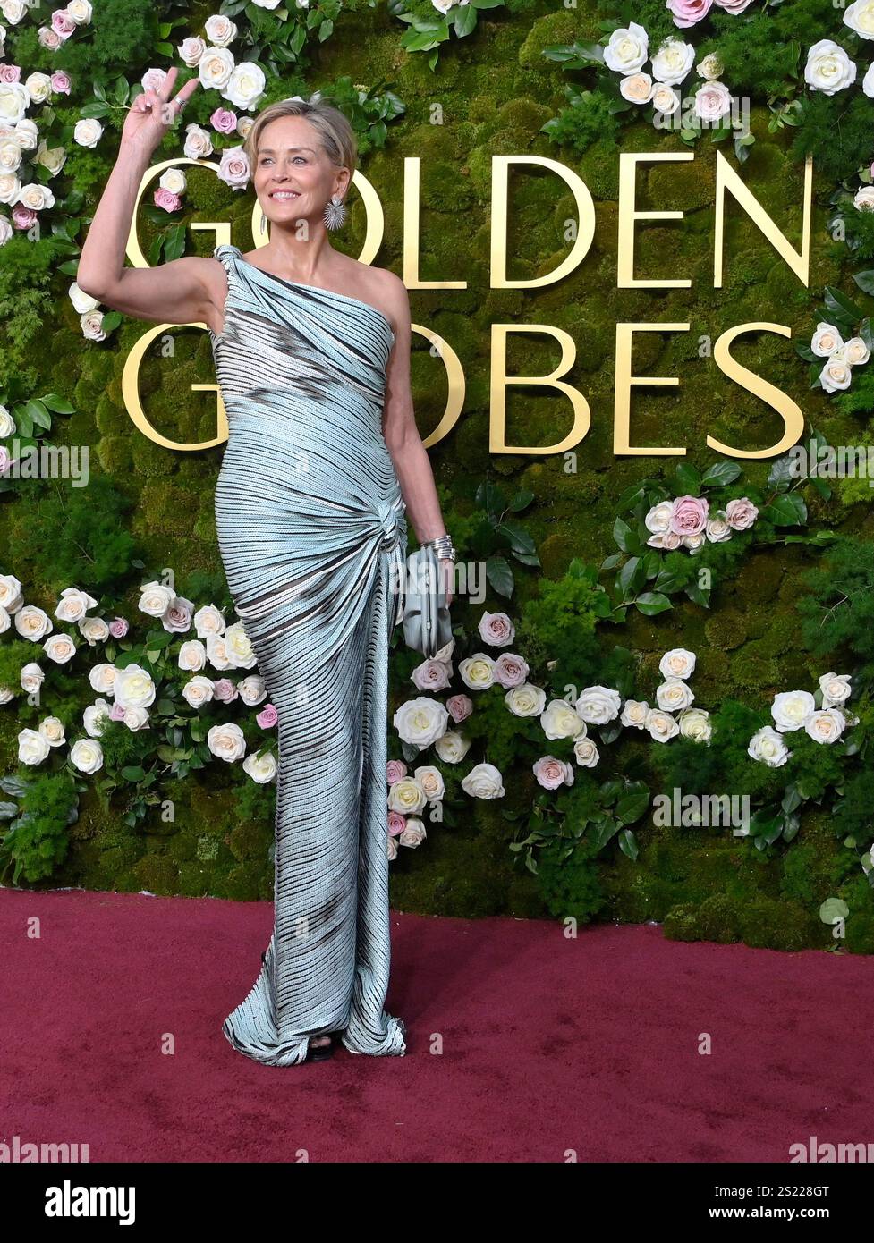 Sharon Stone arrives for the 82nd annual Golden Globe Awards ceremony ...