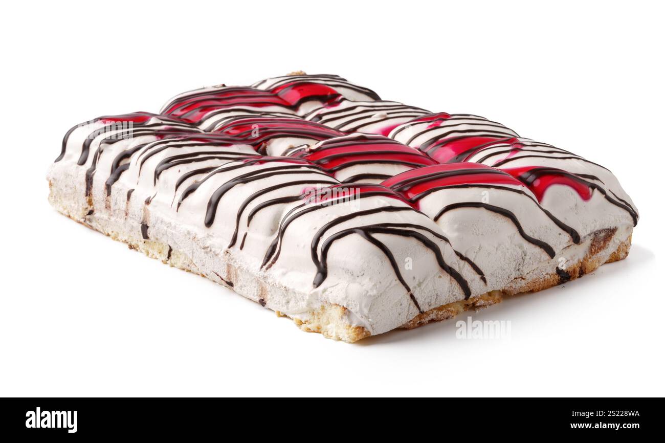 Decadent dessert with layers of cream and cherry on a plate at a ...