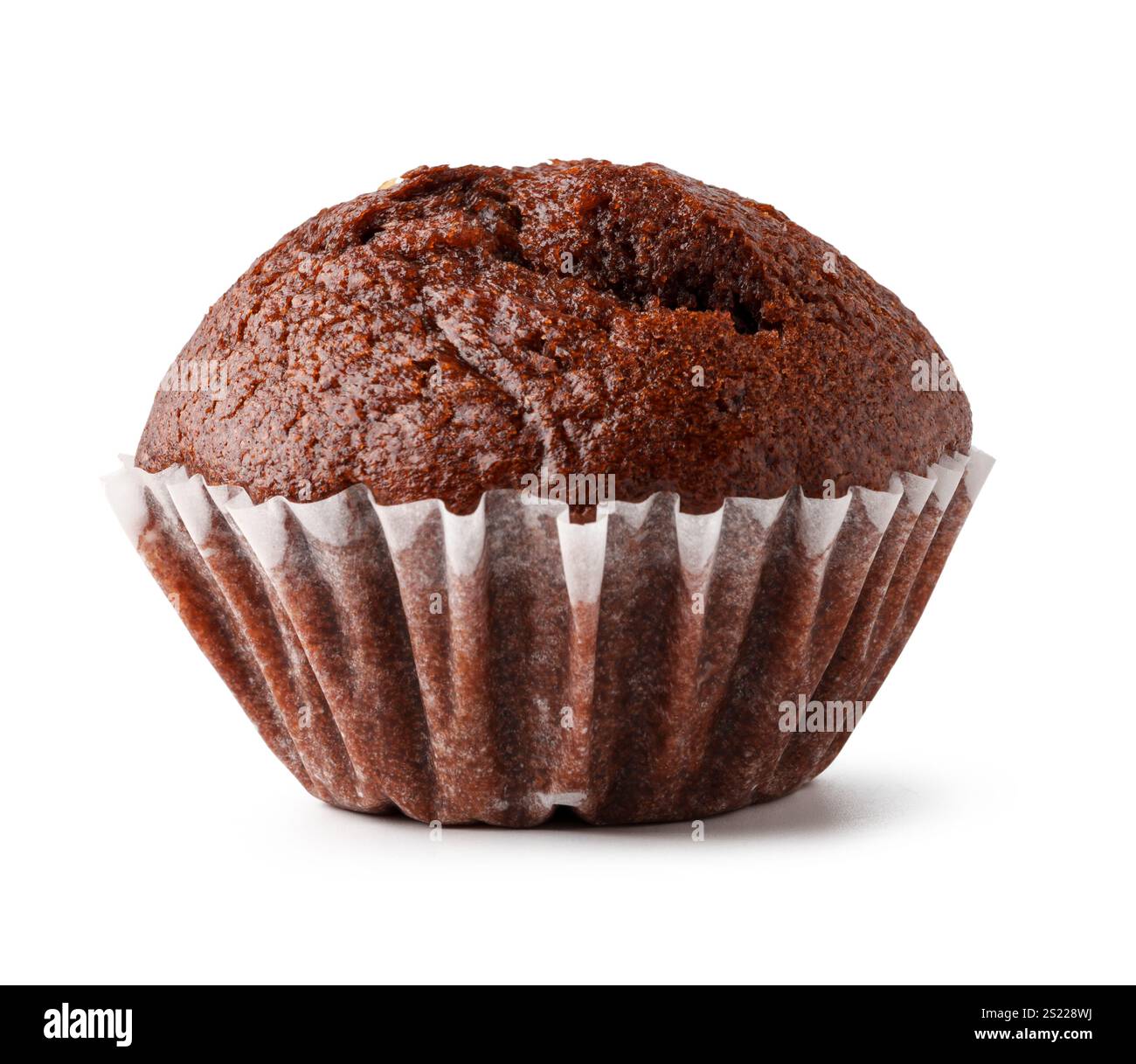 Chocolate cupcake with a moist texture in a paper wrapper on a clean ...