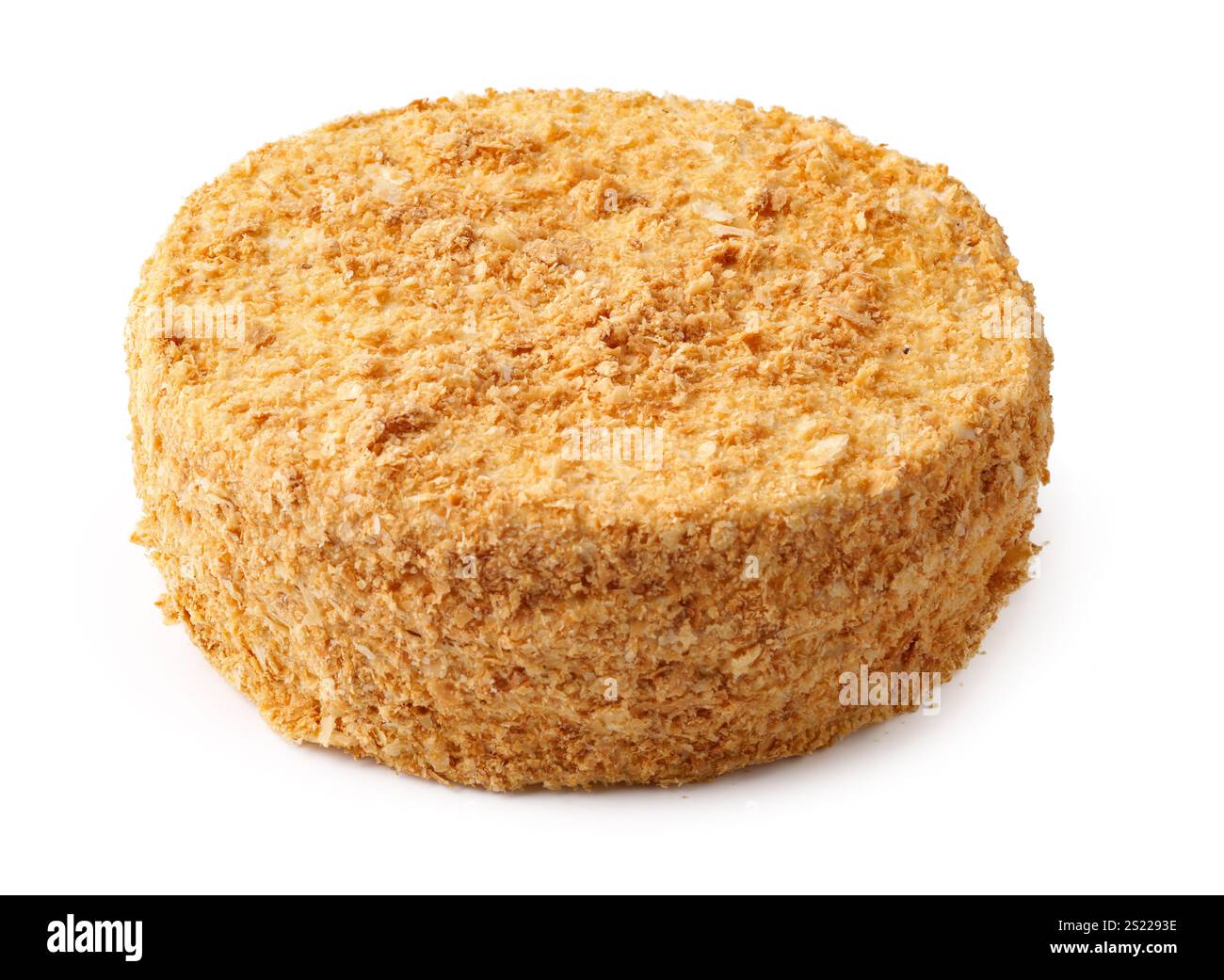 Savory round cheese wheel coated in crunchy crumbs set against a plain ...