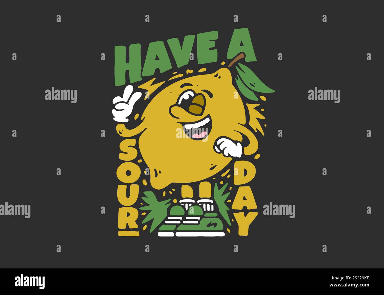 Have a sour day. Mascot character of lemon fruit in flat art style ...