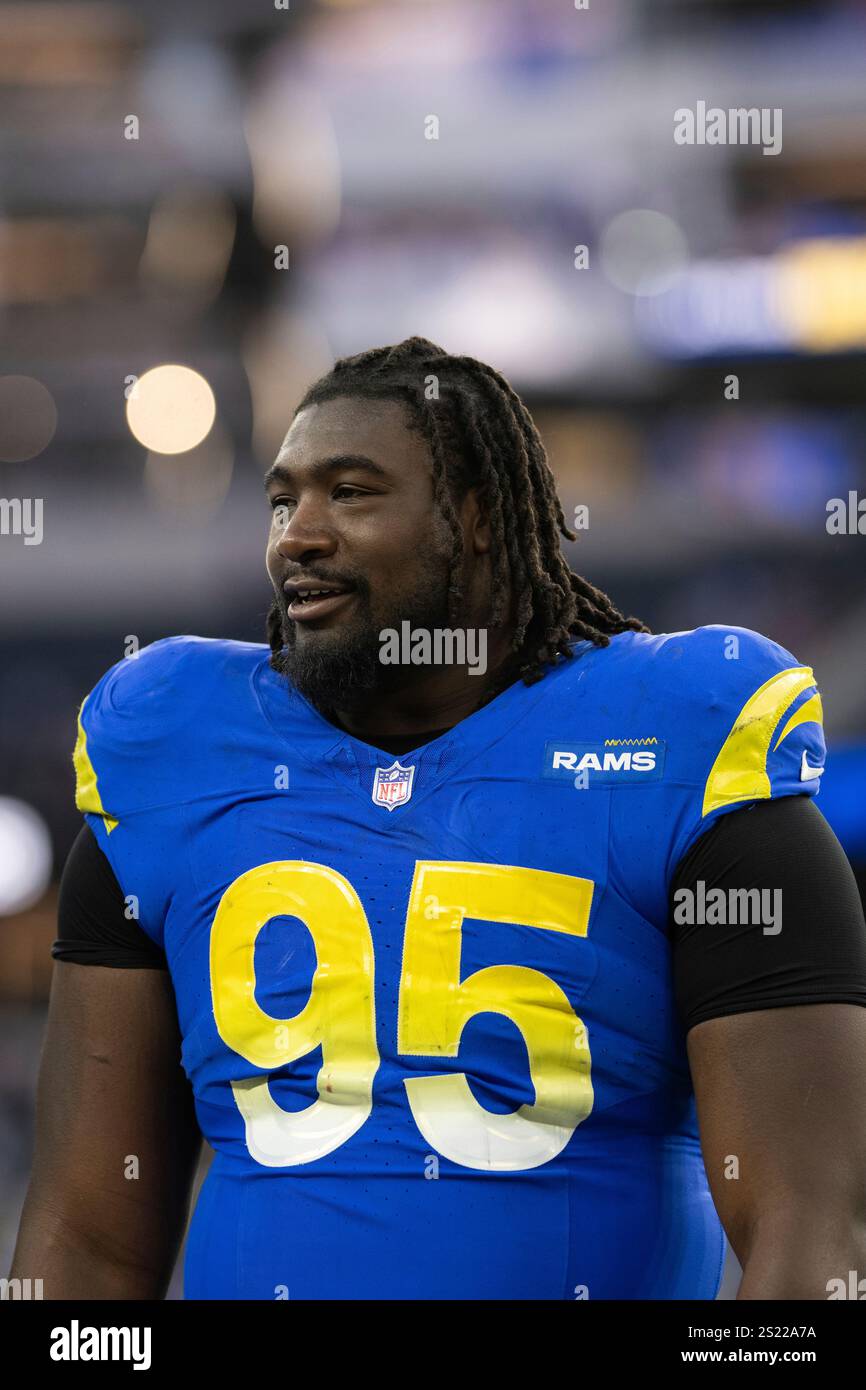 Los Angeles Rams defensive tackle Bobby Brown III (95) walks back to ...