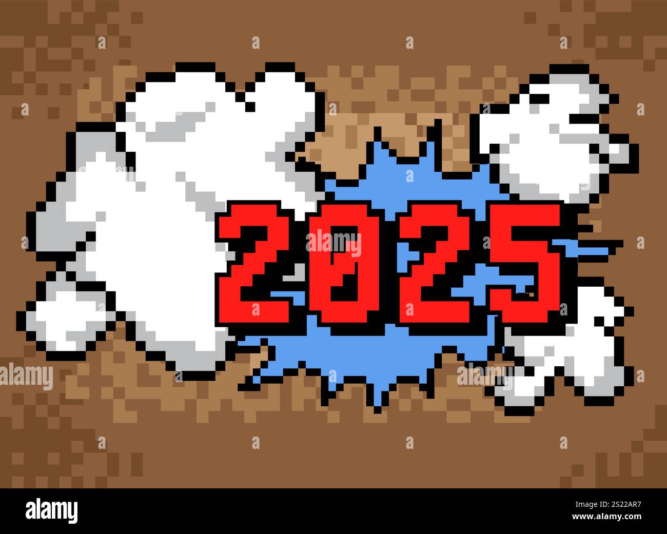 Number 2025 pixelated word with geometric graphic background. Vector ...