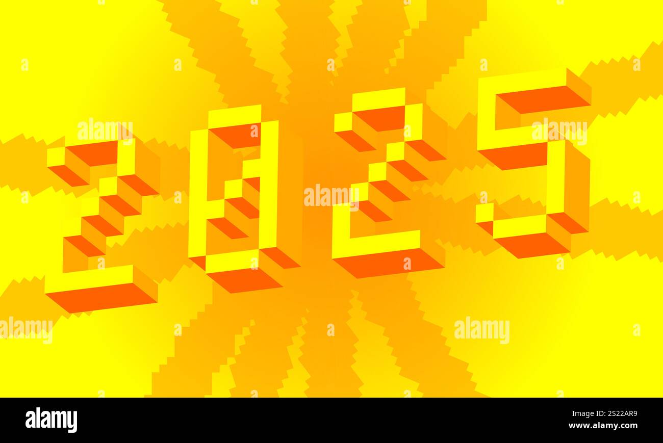 Number 2025 pixelated word with geometric graphic background. Vector ...