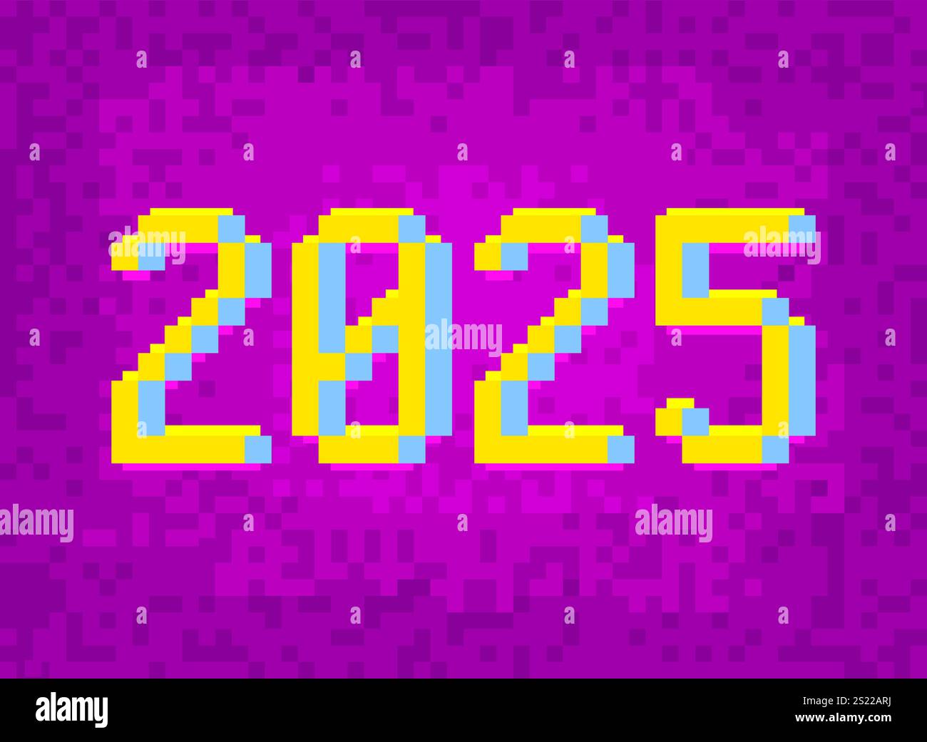 Number 2025 pixelated word with geometric graphic background. Vector ...