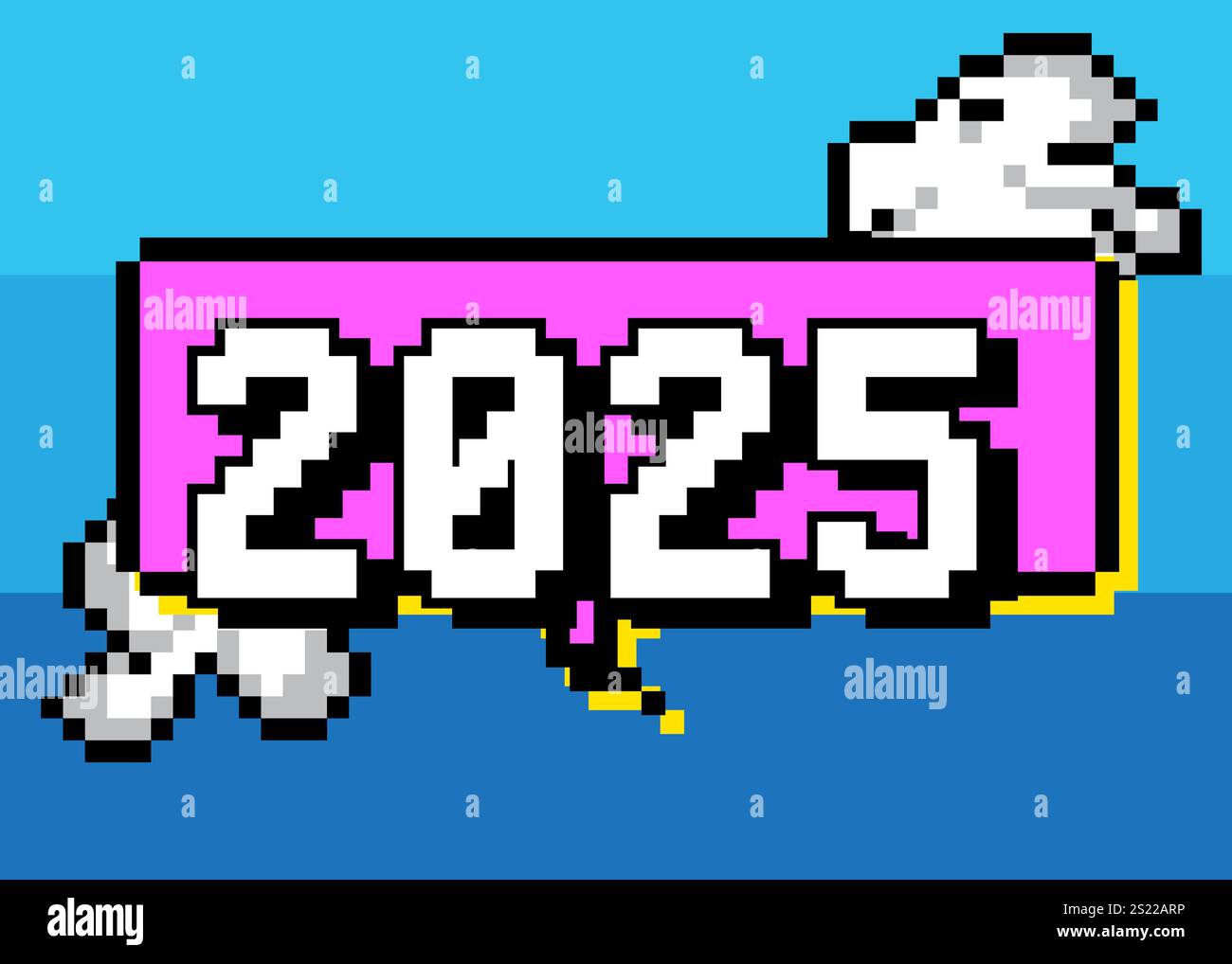 Number 2025 pixelated word with geometric graphic background. Vector ...