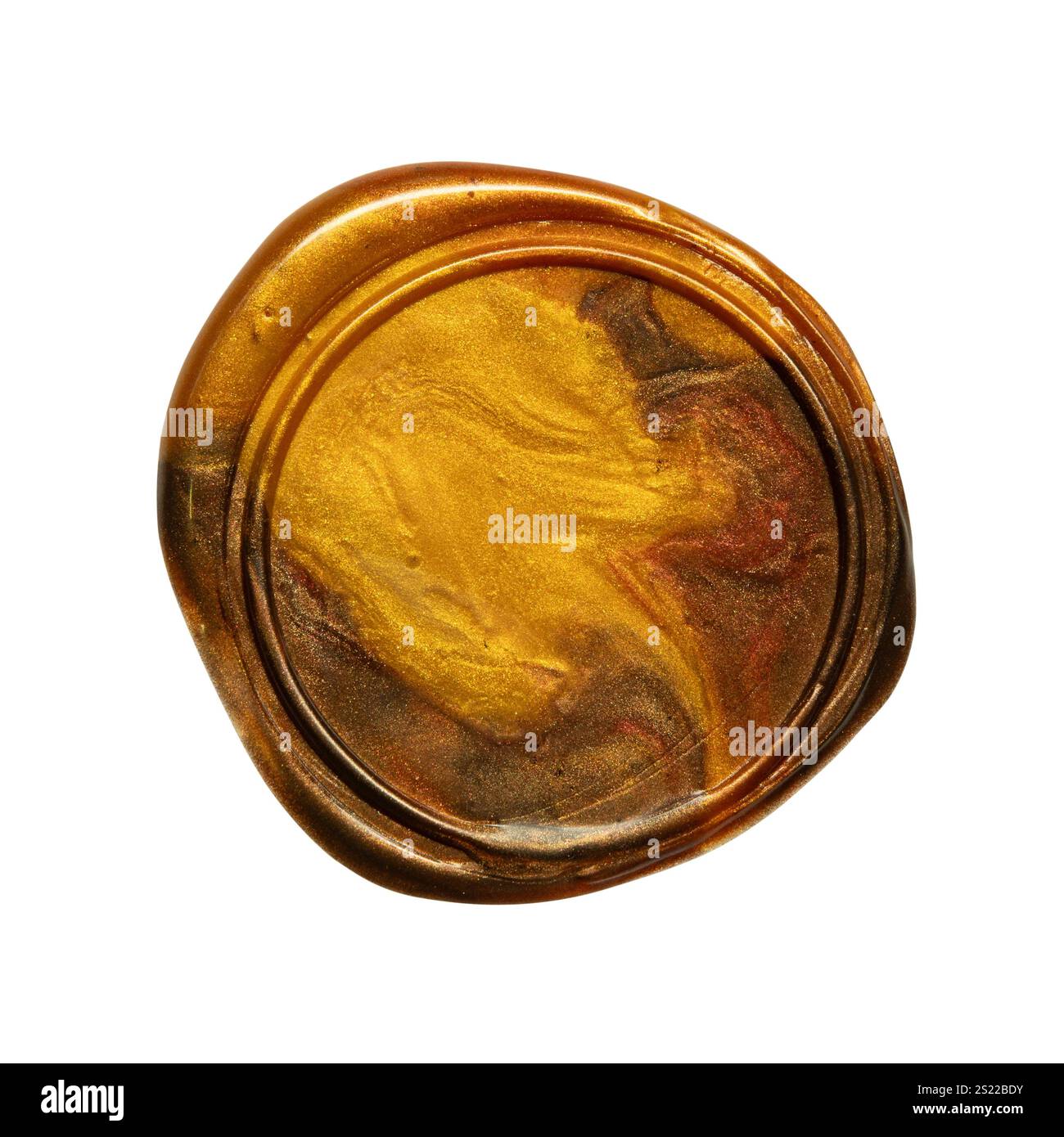 Golden wax seal stamp on white background with clipping path Stock ...