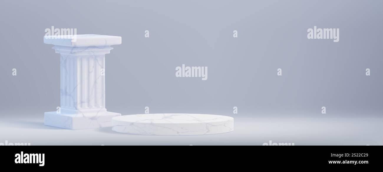 Elegant marble column with vertical fluted texture stands beside ...