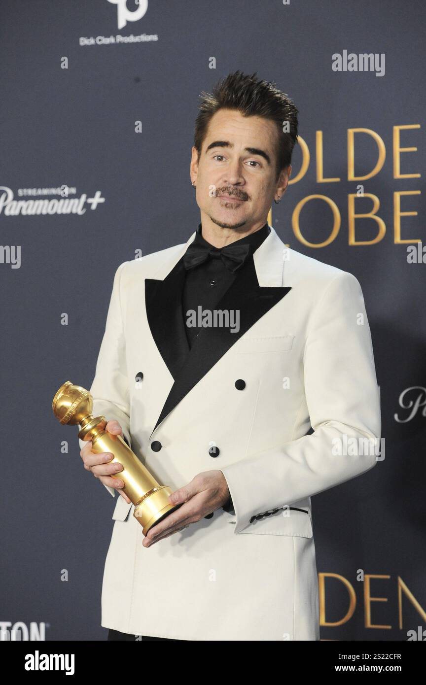 Ca. 05th Jan, 2025. Colin Farrell in the press room for 82nd Golden ...