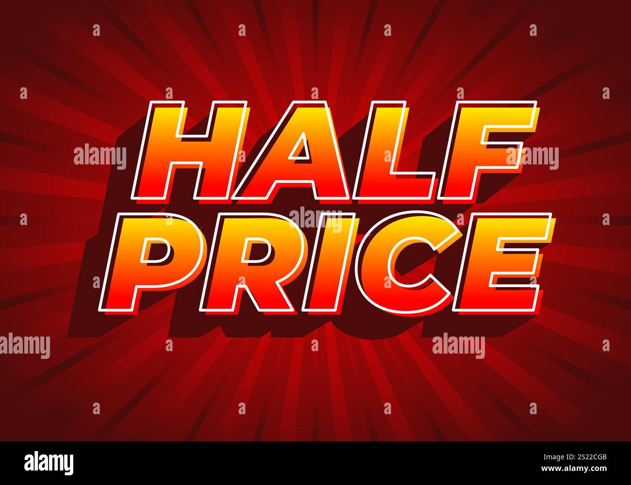 Half price. Text effect design in eye catching colors with three ...