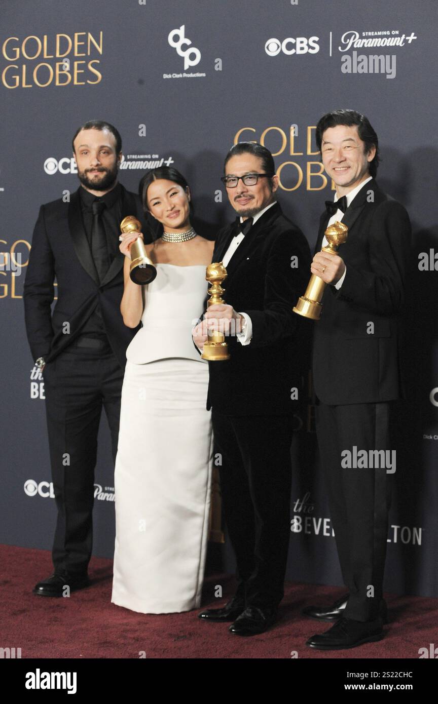 Ca. 05th Jan, 2025. Cosmo Jarvis, Anna Sawai, Hiroyuki Sanada, Tadanobu Asano in the press room ...