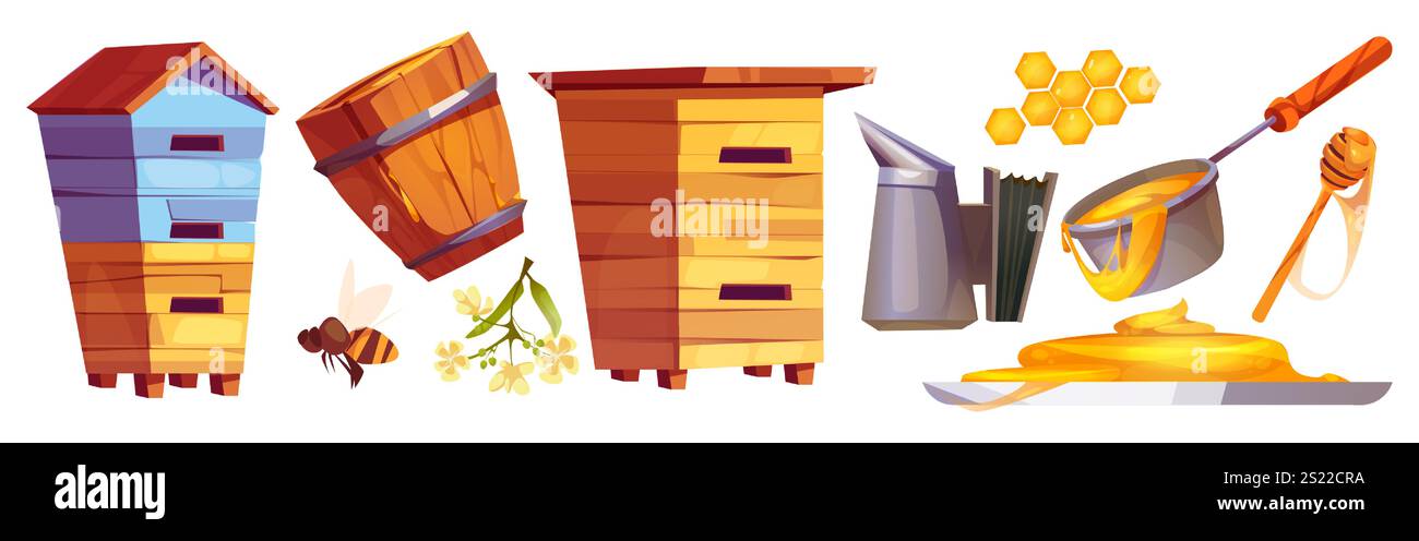 Beehive apiary equipment and tools set - wooden tiered bee house ...