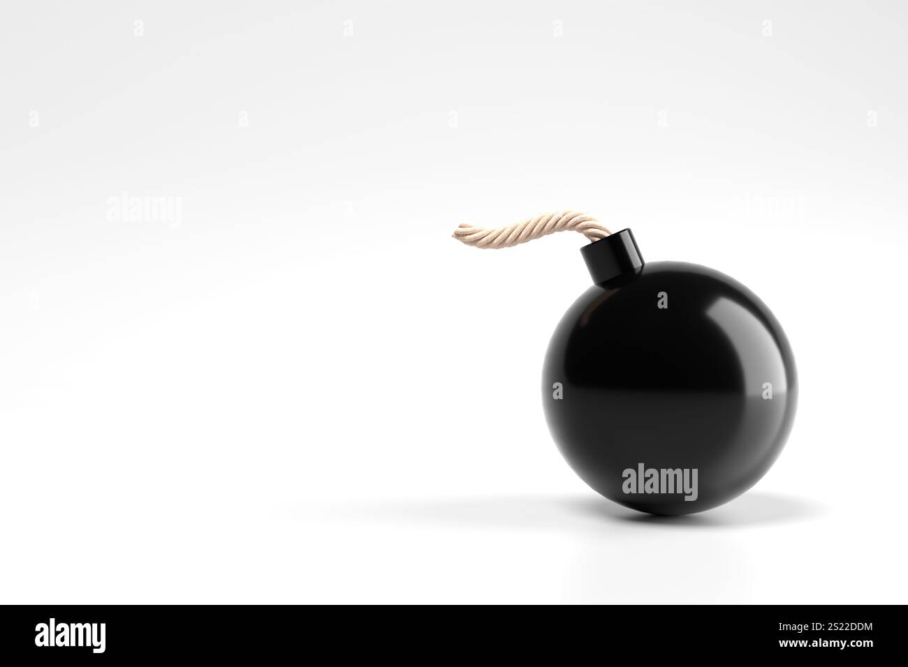 Black bomb with a fuse on a white background symbolizes danger, risk ...