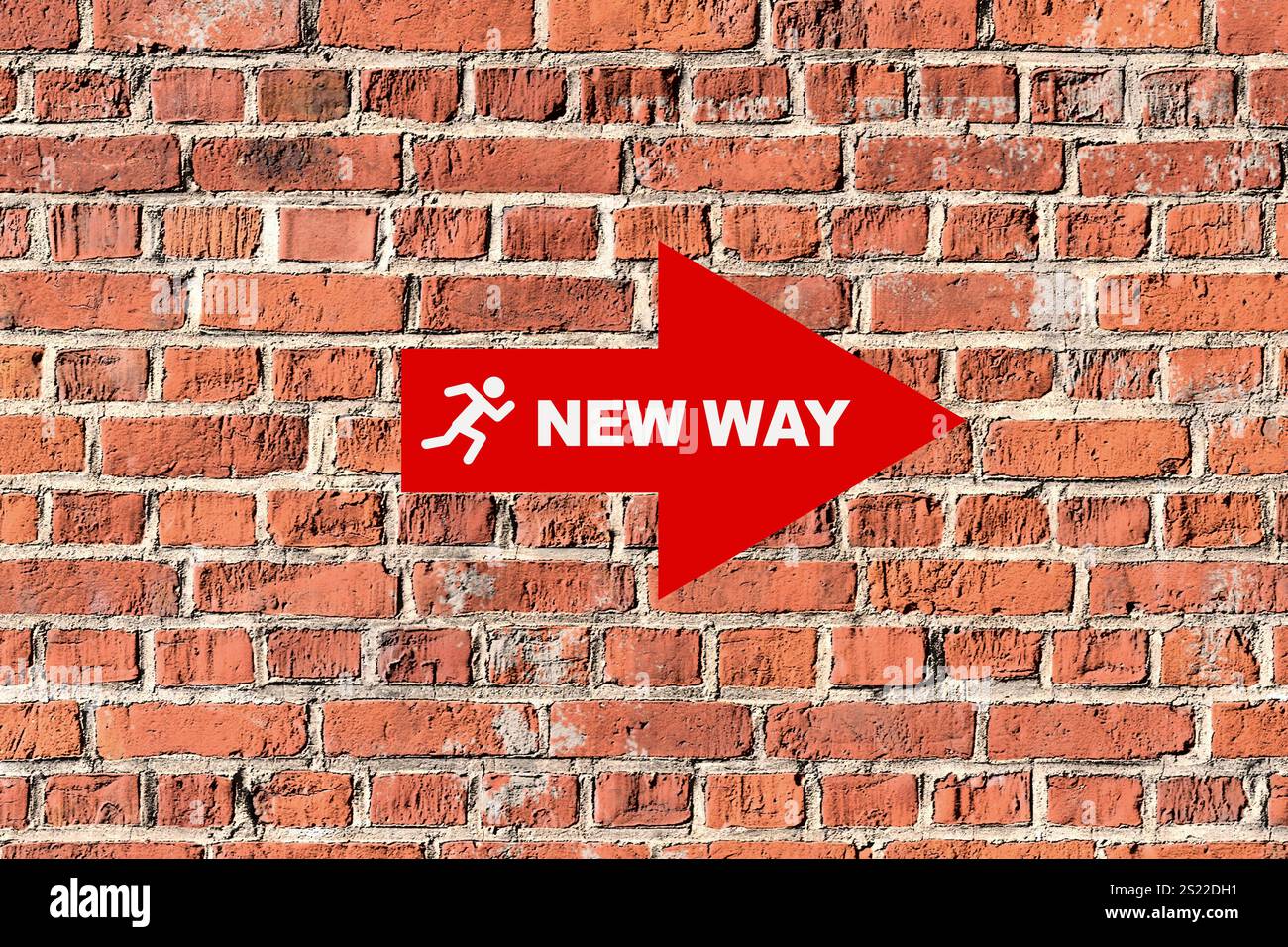 Business improvement, change and new way concept. Red arrow sign with ...