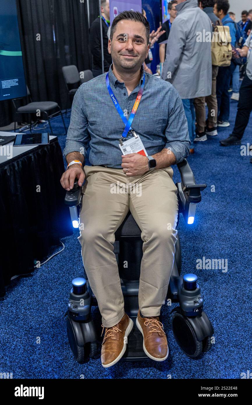 Las Vegas, USA. 05th Jan, 2025. A high-tech Wheelchair, by Strutt, presented during CES Unveiled ...