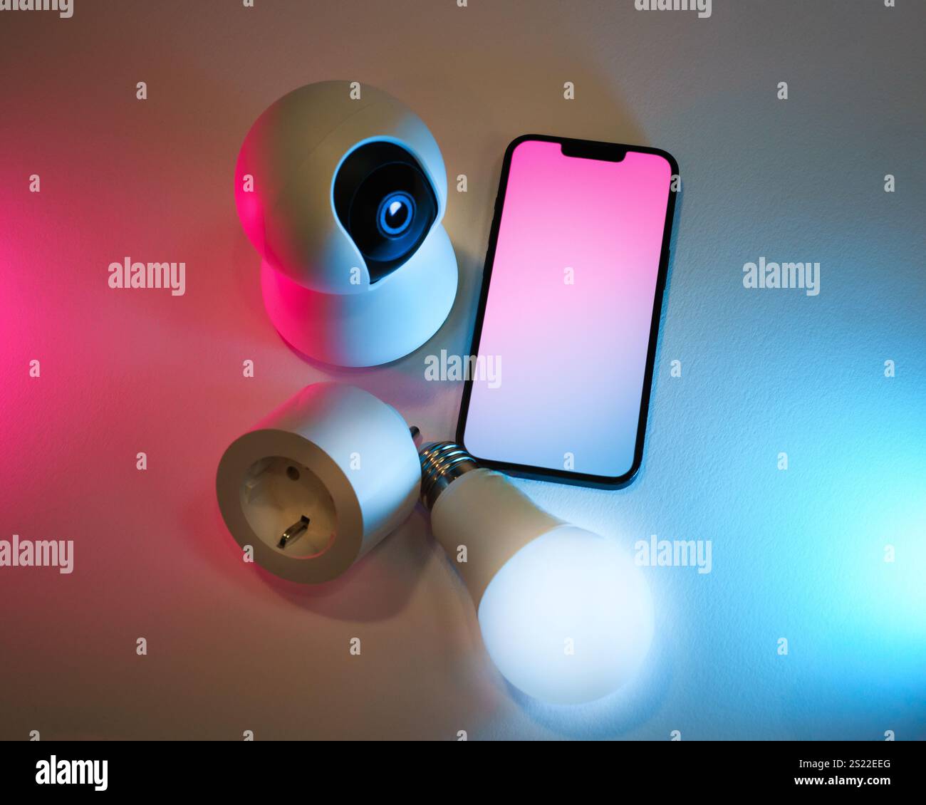 smart home devices remote control phone empty pastel screen mockup ...