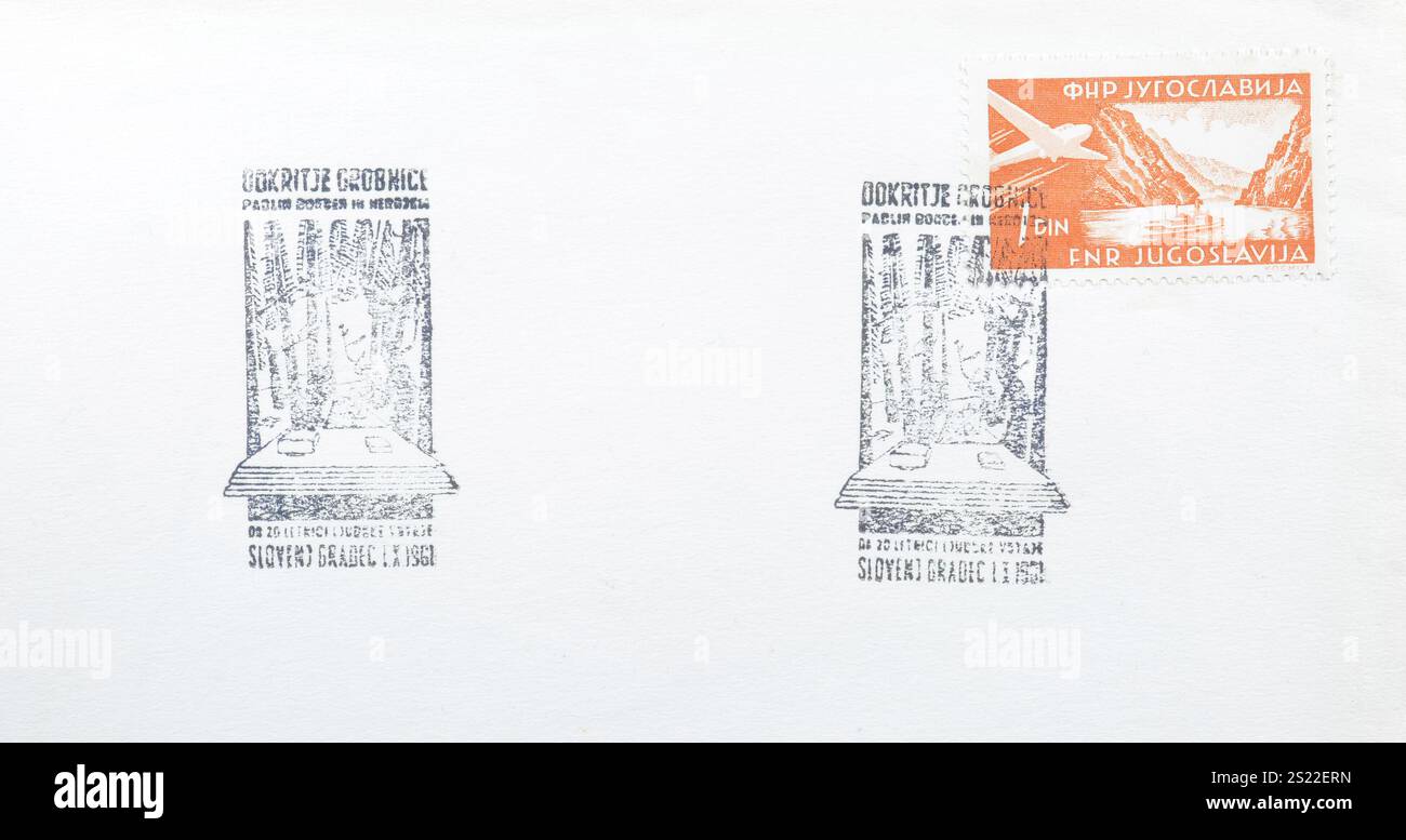 Letter with cancelled stamp printed by Yugoslavia, that shows Danube ...