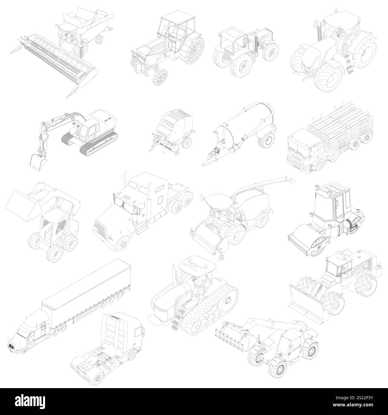 Collection of different types of vehicles, including trucks and ...