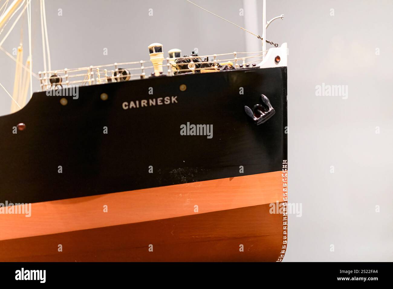 Model feature of the 1926 Cairnesk, a refrigerated cargo ship, showing ...