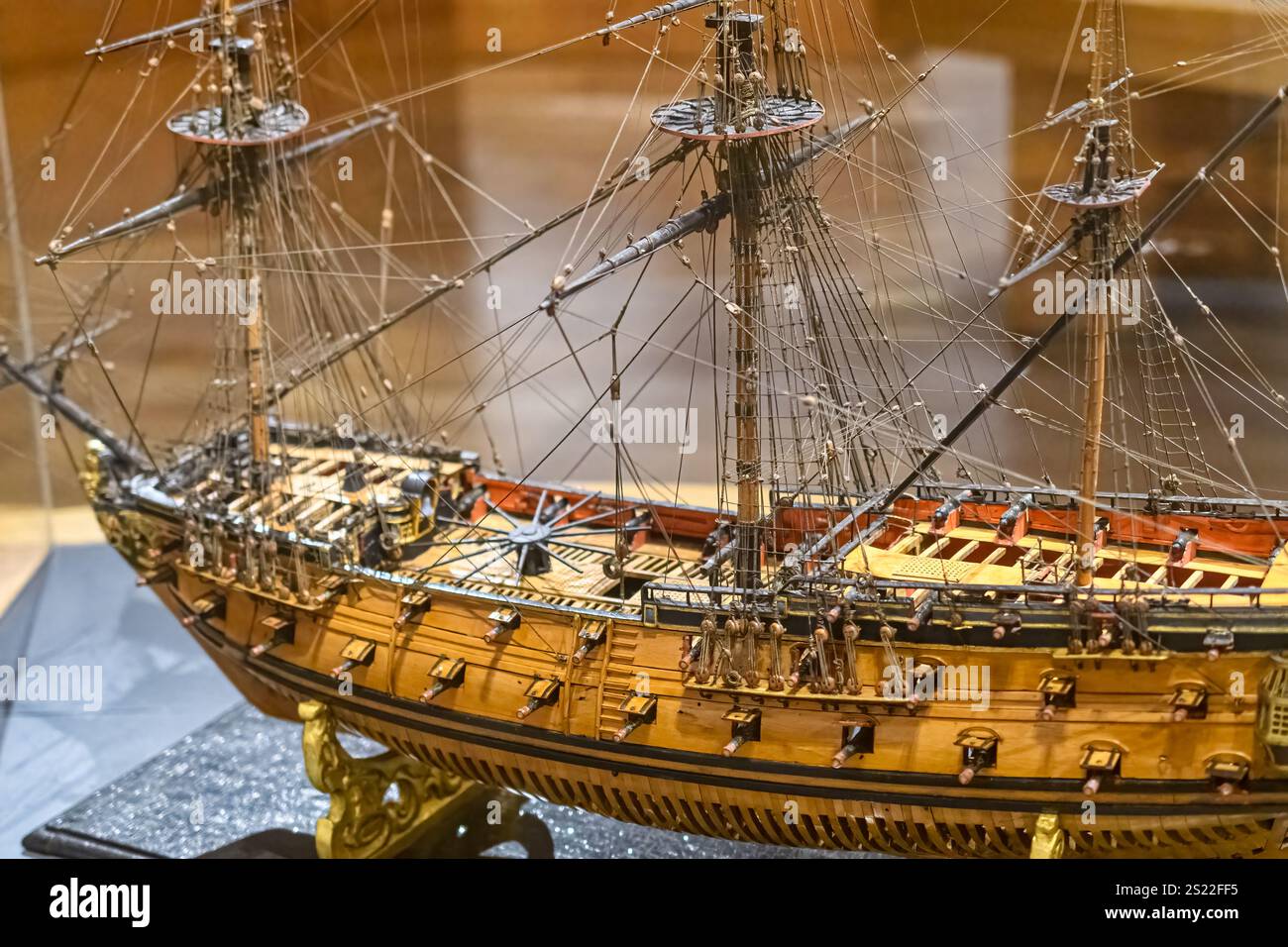 Model of a British two-decker warship from around 1703, displayed in ...