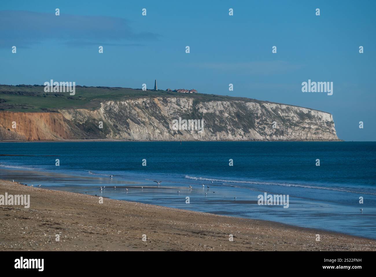 Looking across Sandown beach to Culver Down and the Earl Yarborough's ...