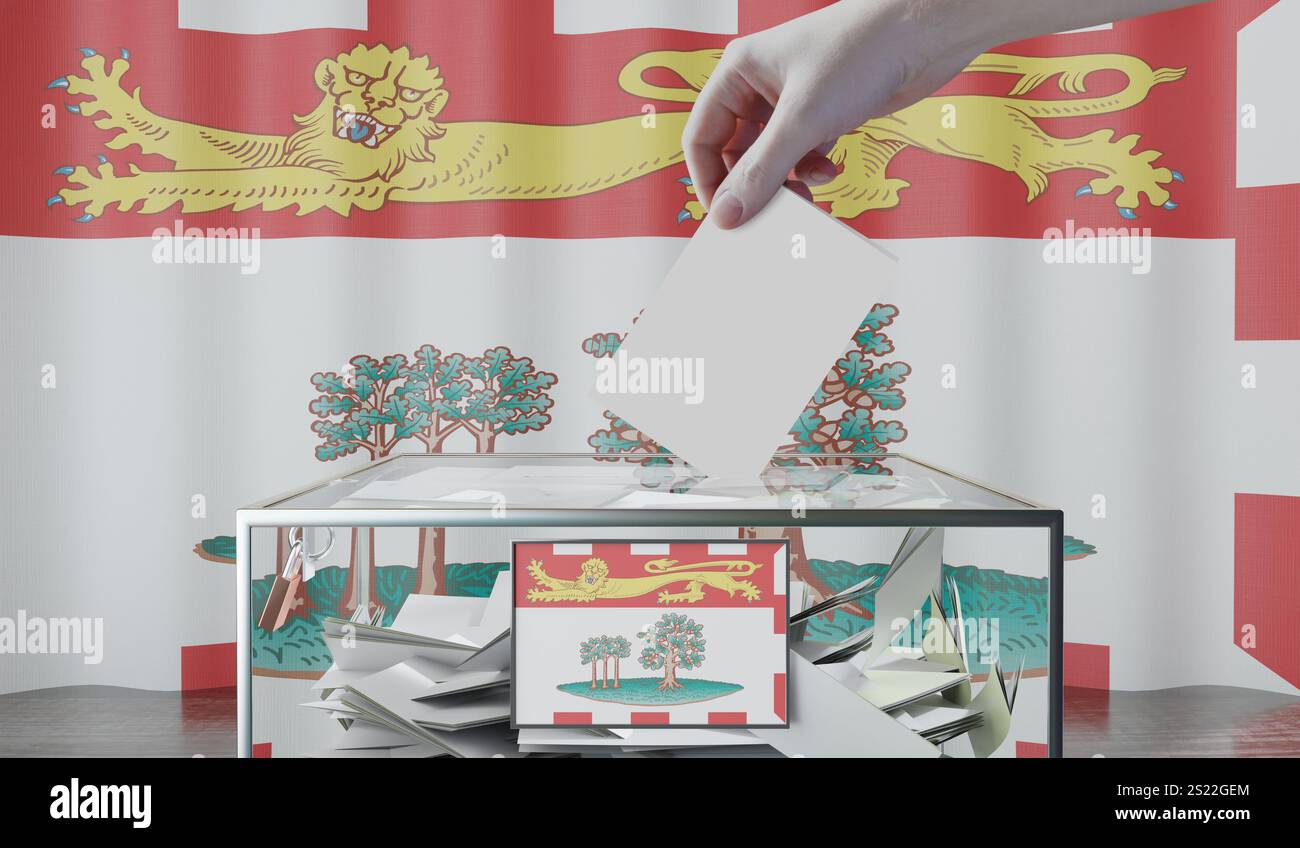 Prince Edward Island - flags and ballot box - voting, election concept ...