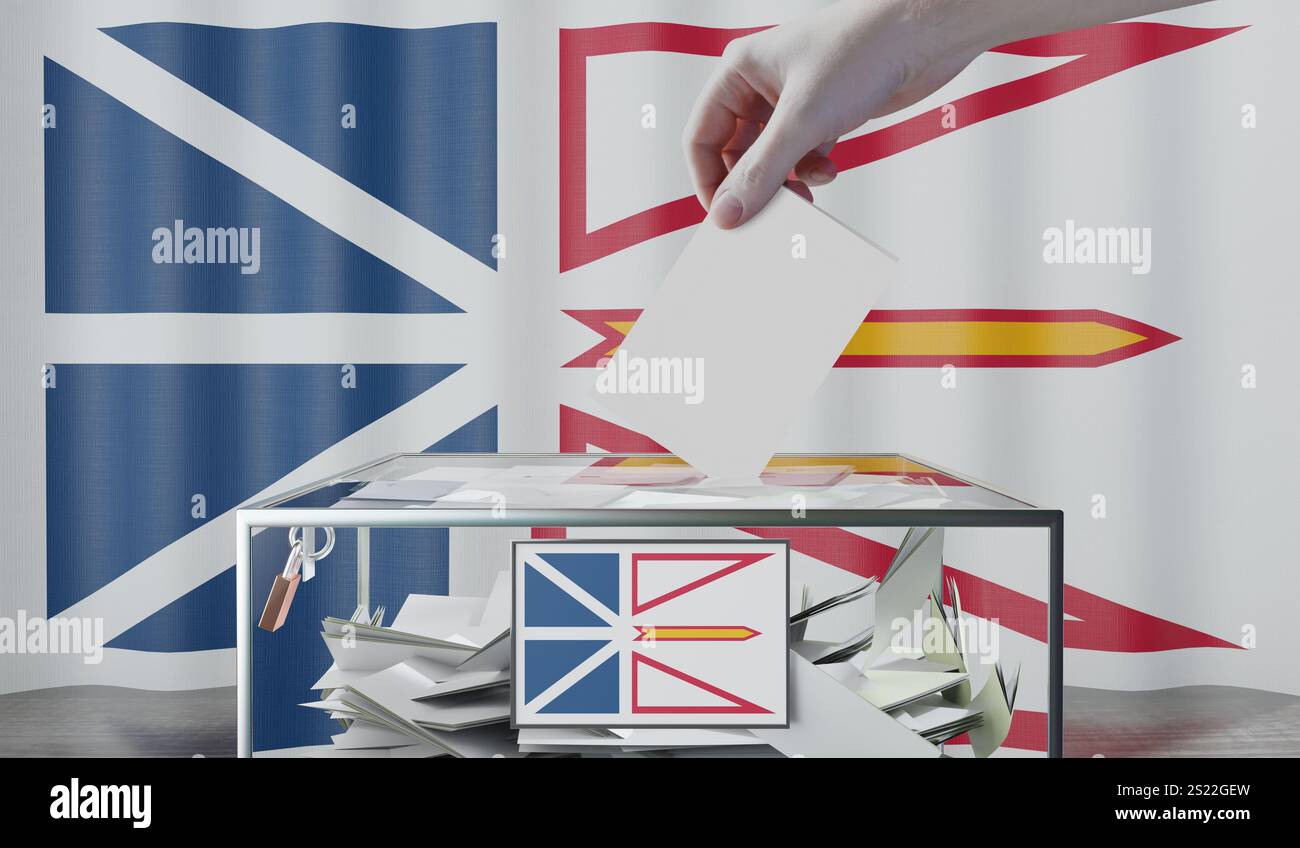 Newfoundland and Labrador - flags and ballot box - voting, election ...