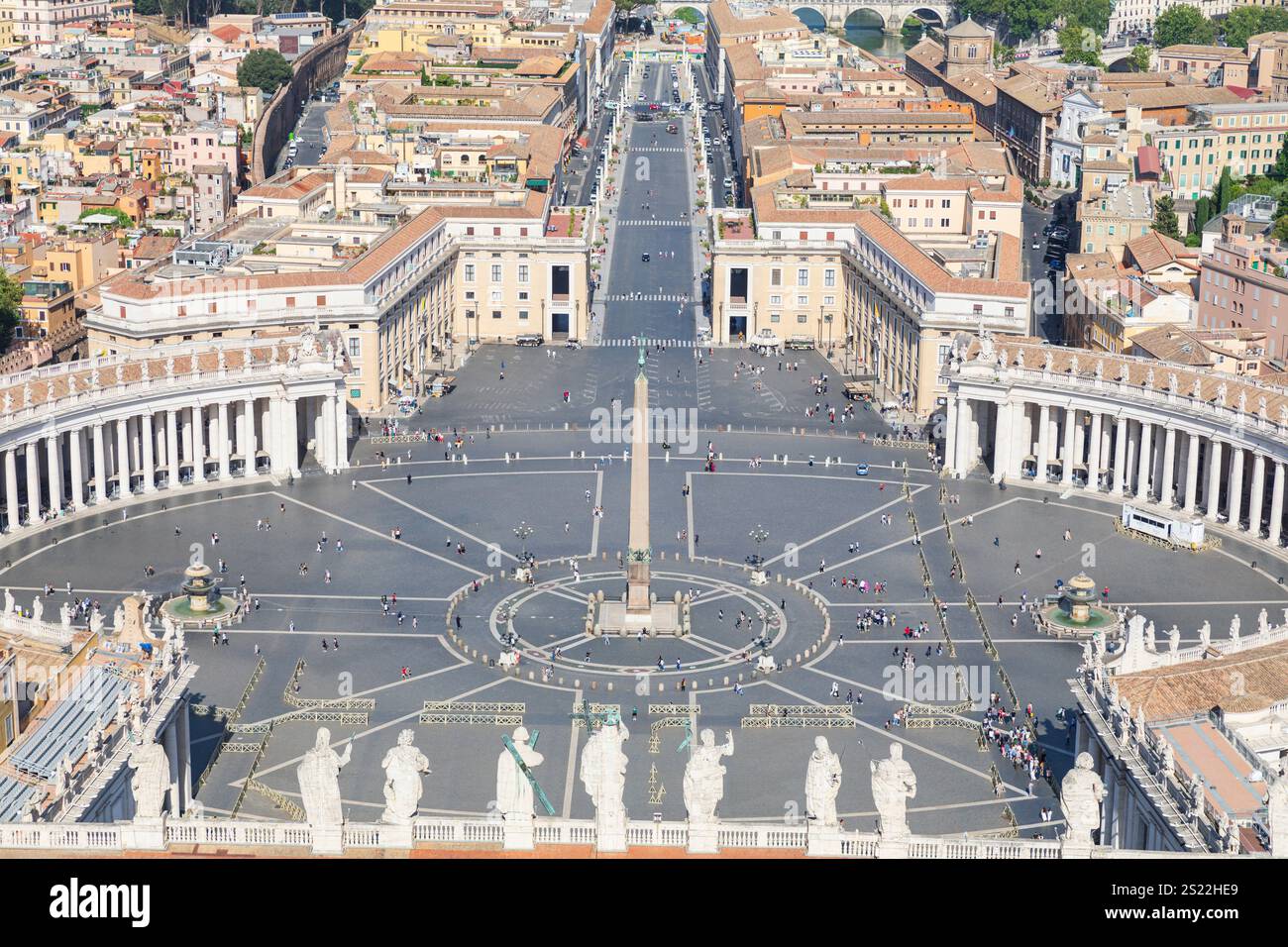 The view of St. Peter's Square and Rome beyond from the Dome of St. Peter's Basilica, Vatican ...