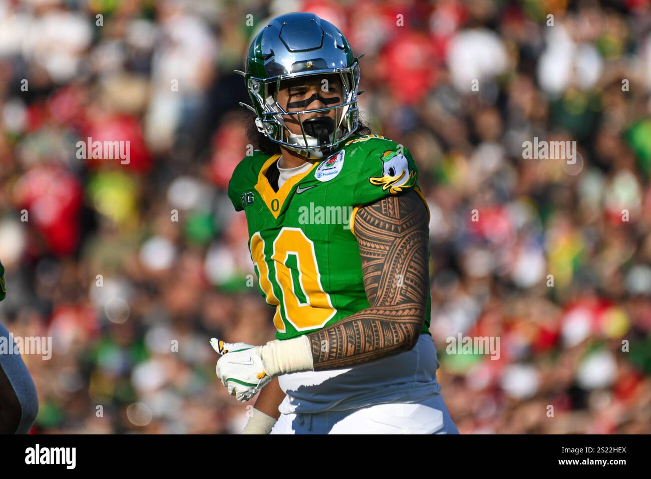 Oregon Ducks defensive end Matayo Uiagalelei (10) during the Rose Bowl ...