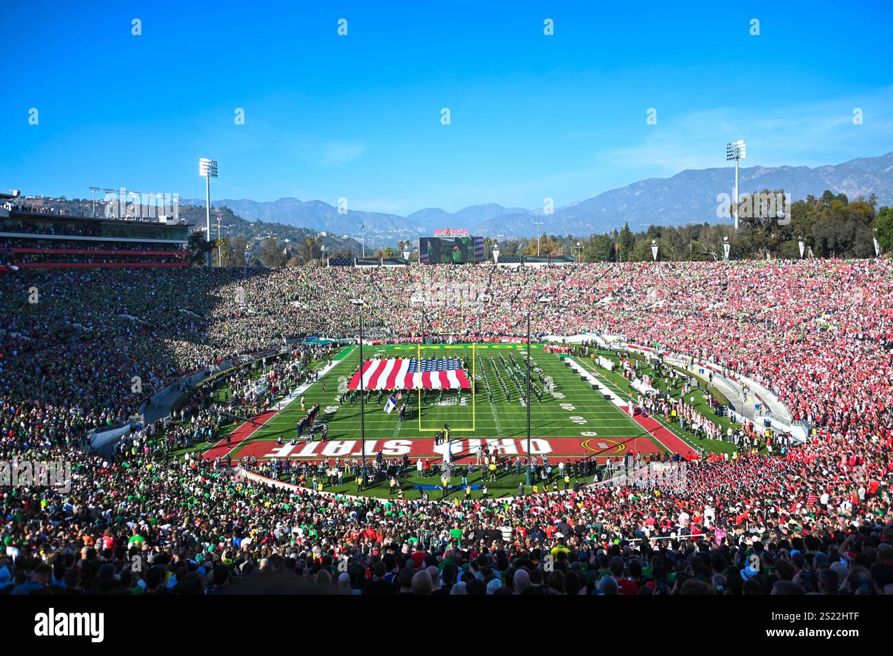 General overall view of the Rose Bowl Stadium as the Northrop B-2 ...