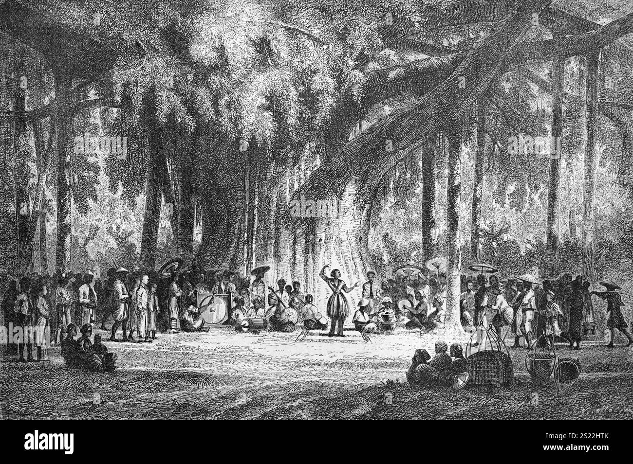 Female Dancers, Bayaderes or Devadasi, Dancing Under Giant Banyan Tree ...