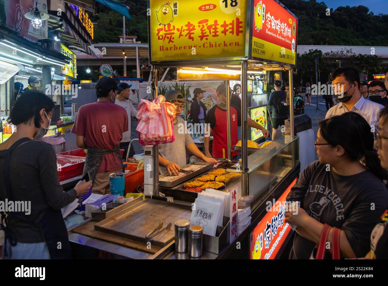 A food stall at the Shilin night market in downtown Taipei, which is a ...