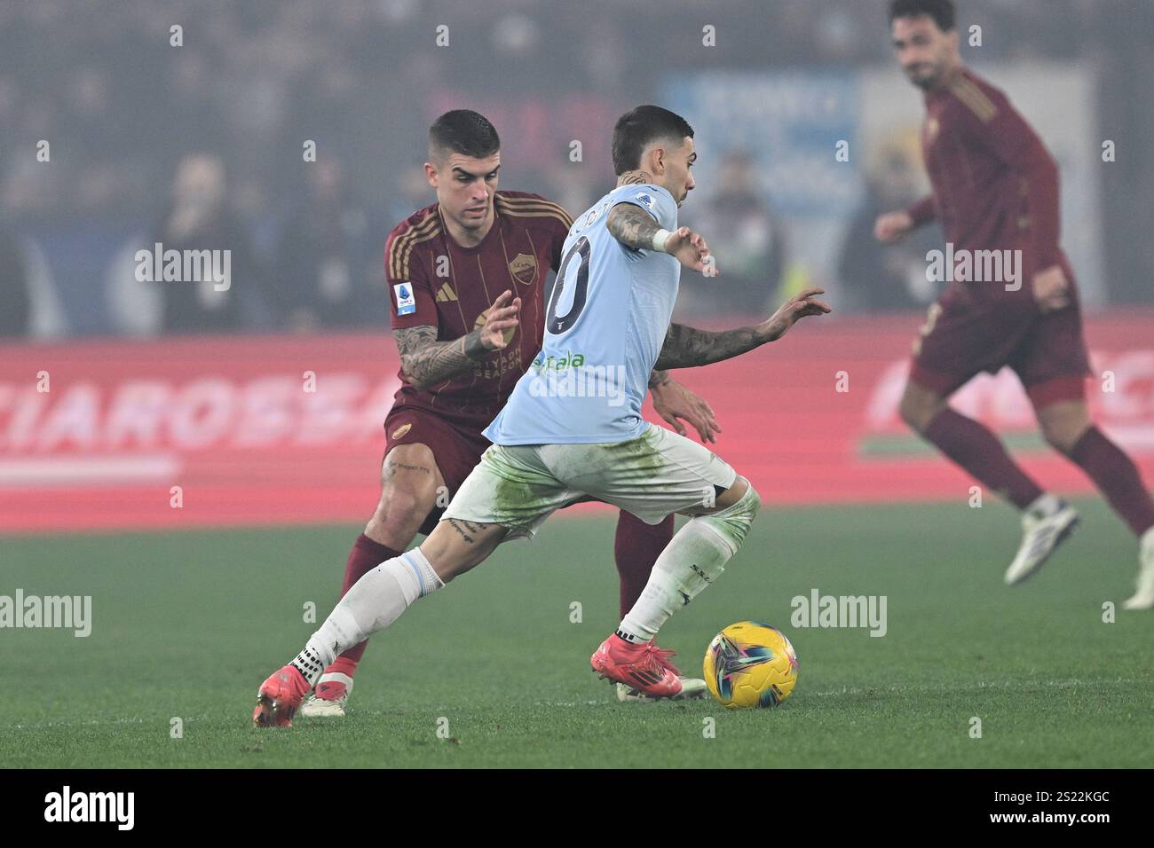 Mattia Zaccagni (Lazio)Gianluca Mancini (Roma) during the Italian "Serie A" match between Roma 2 ...