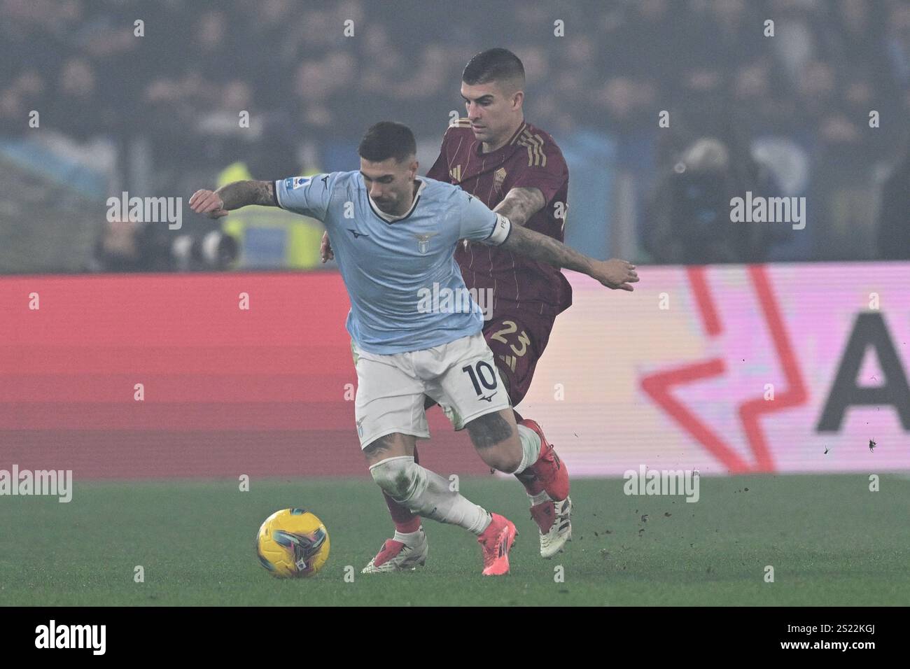 Mattia Zaccagni (Lazio)Gianluca Mancini (Roma) during the Italian "Serie A" match between Roma 2 ...